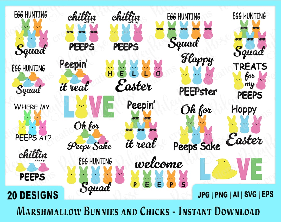 Marshmallow Bunny and Chicks Jpg, Png, Ai, Svg, Eps - Etsy