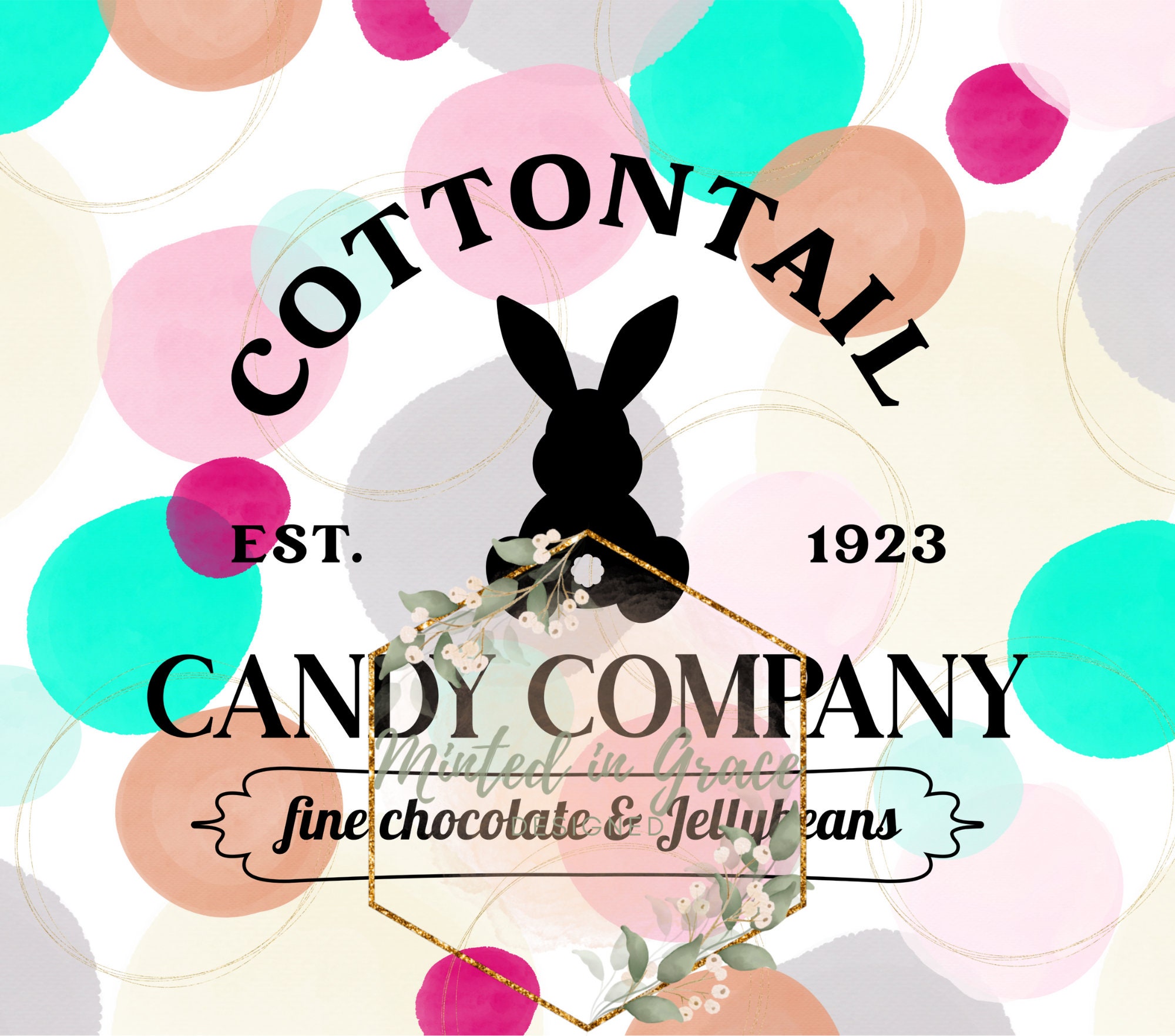 Cottontail Candy Company Sublimation Tumbler Wrap, Easter 20oz Skinny Tumbler Template, Abstract ...