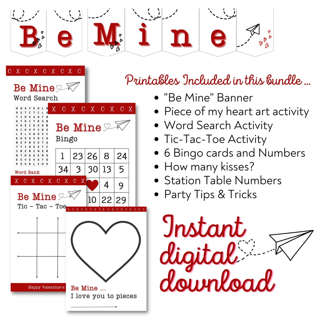 Printable Valentine Classroom Party Bundle, Instant Download, Banner ...