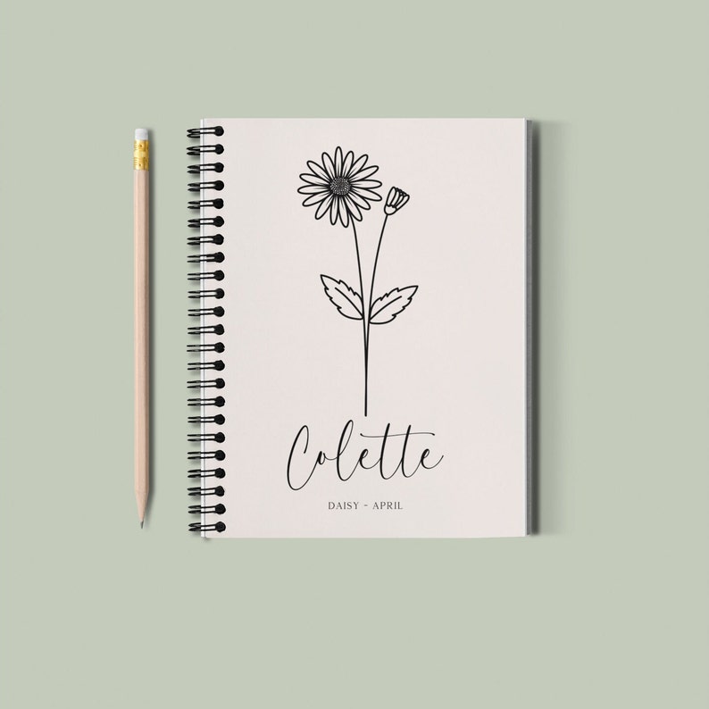 Customizable Birth Month Flower Notebook With Name and Flower Type ...