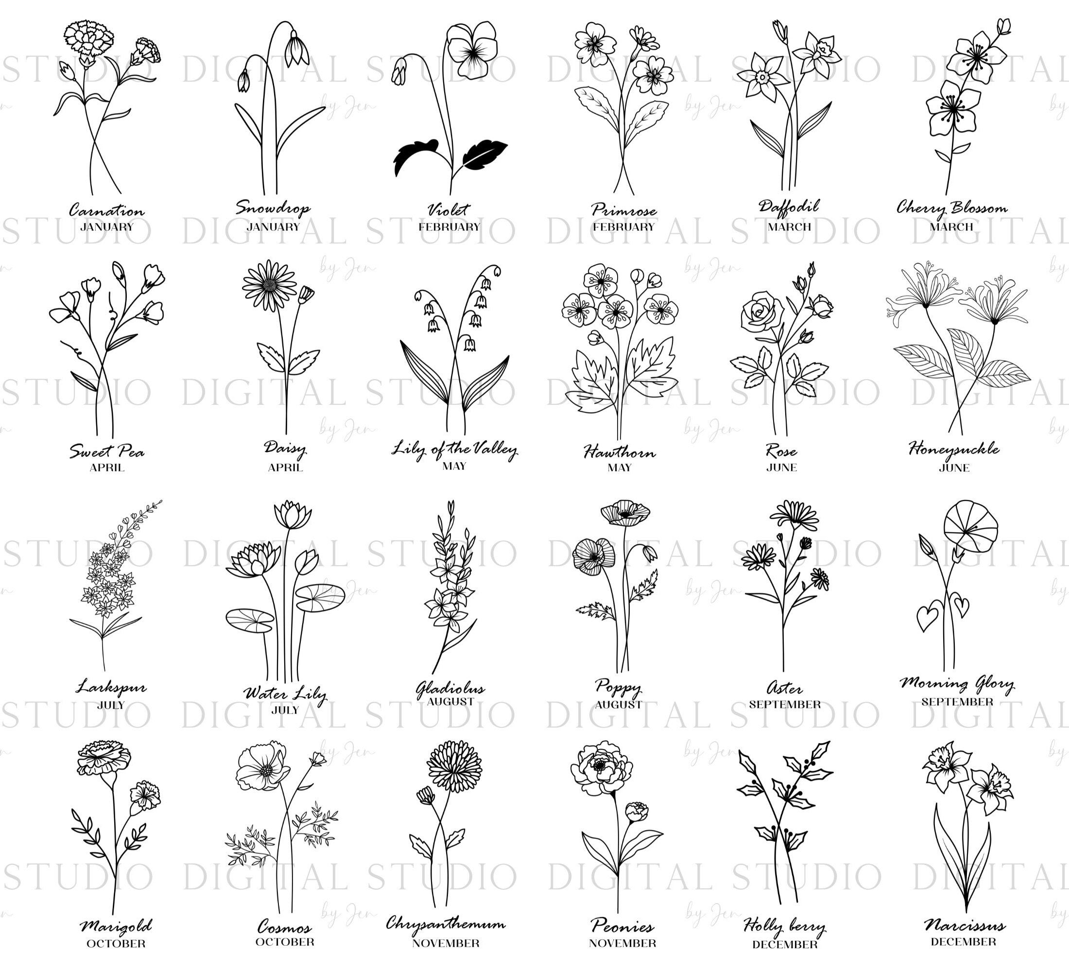 Customizable Birth Month Flower Notebook With Name and Flower Type ...