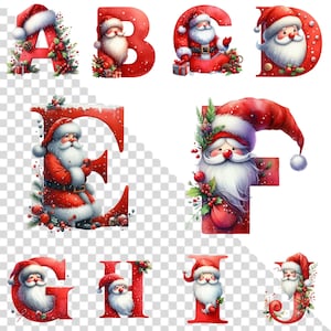 Christmas Santa Alphabet Clipart, Santa Alphabet Prints, Retro ...