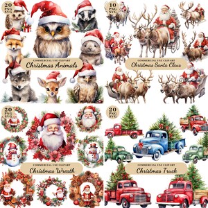 Watercolor Christmas Mega Bundle Clipart, Winter Clipart Bundle, Xmas ...