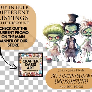 Watercolor Halloween Zombie Clipart Bundle, Scary SVG Halloween Clipart ...