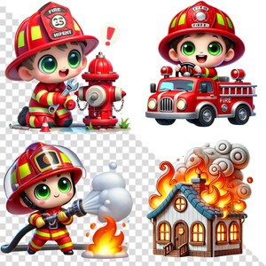 Cute Firefighter Clipart, Fire Truck Clipart, Fireman Clipart for Kids ...