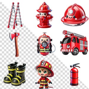 Cute Firefighter Clipart, Fire Truck Clipart, Fireman Clipart for Kids ...