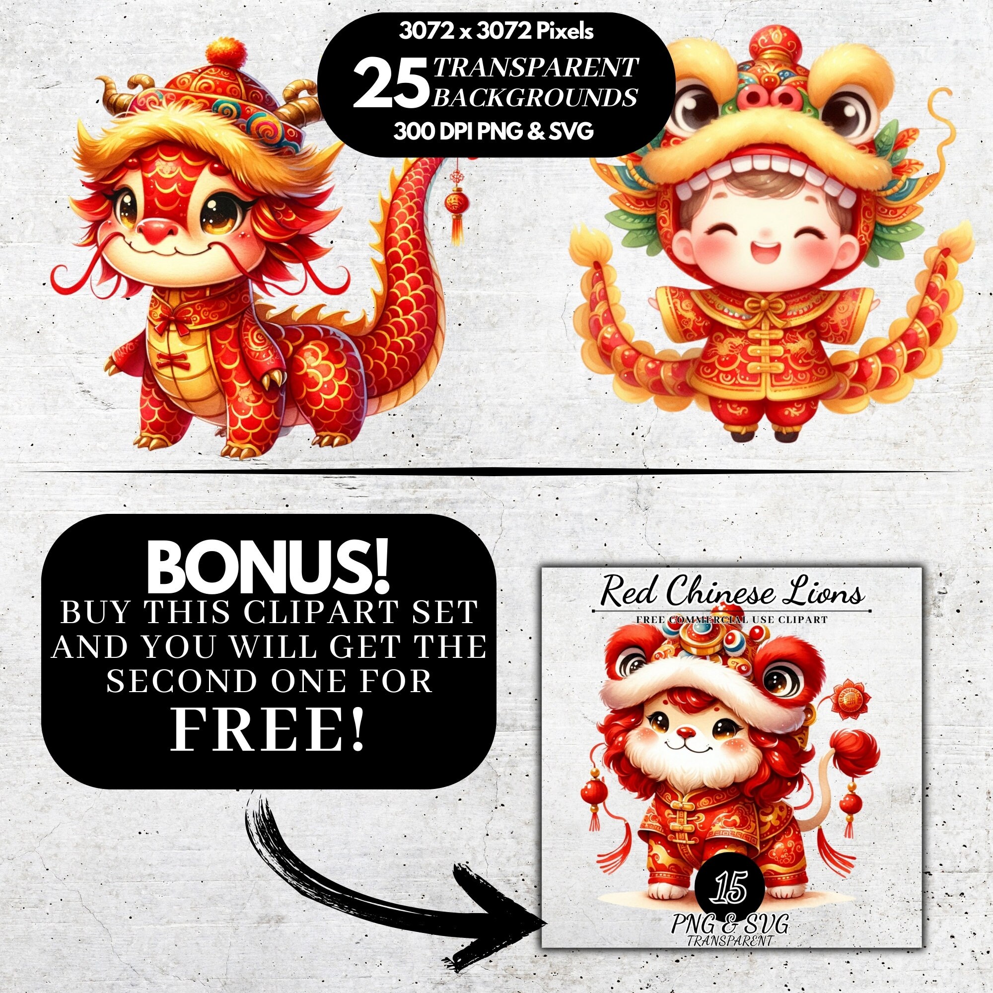Chinese New Year Dragon Clipart, Lunar New Year Decorations PNG SVG ...