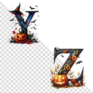 Halloween Spooky Alphabet Clipart, Halloween Prints, Scary Halloween ...