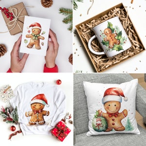Watercolor Christmas Gingerbread Man Clipart, Christmas Decorations PNG ...