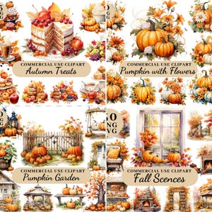 Watercolor Autumn Bundle Clipart PNG SVG Fall Clipart Wall Art Digital ...