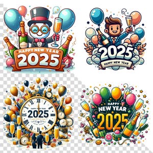 Happy New Year 2025 Clipart, New Years Decorations PNG SVG, New Years ...