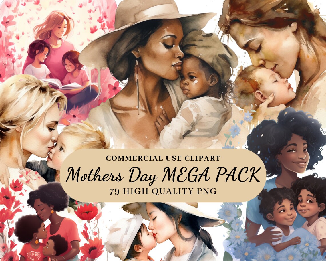 79 PNG Watercolor Mother's Day Clipart BUNDLE Mom and - Etsy