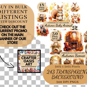 Watercolor Autumn Bundle Clipart PNG SVG Fall Clipart Wall Art Digital ...