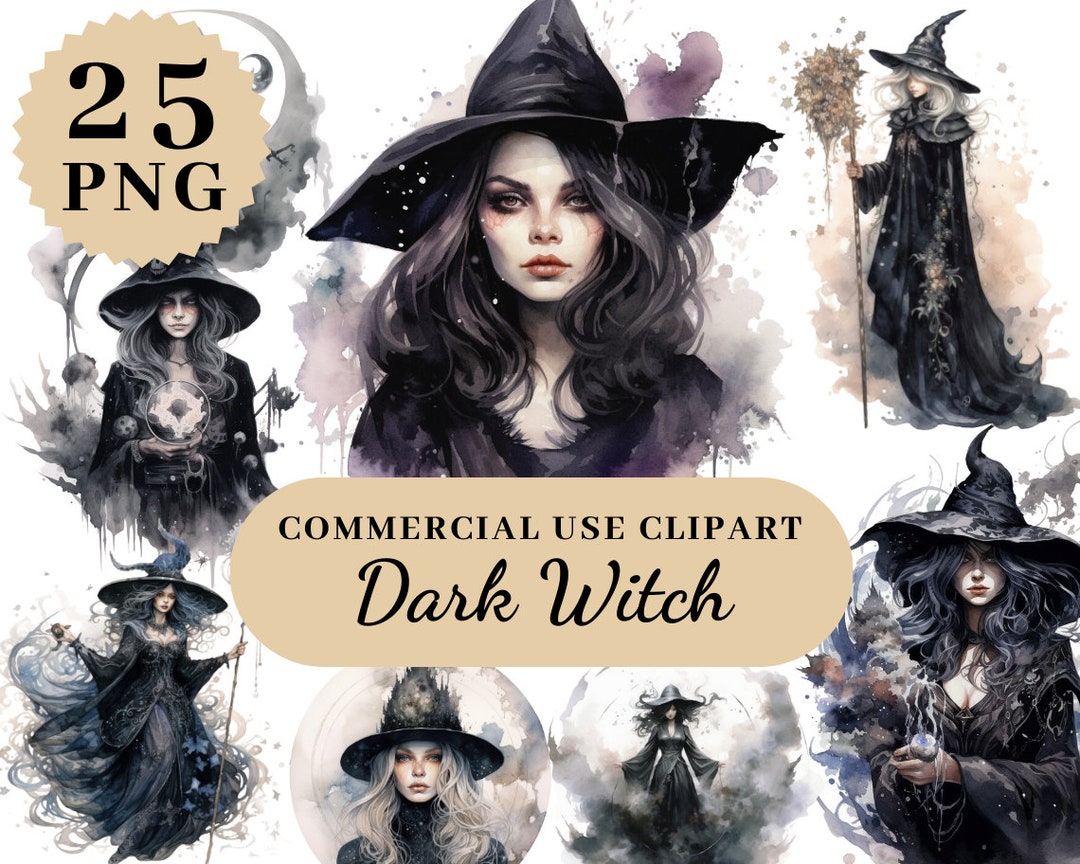25 Dark Witch Clipart PNG, Witch Clip Art, Magic Clip Art, Mystical ...