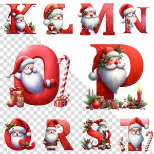 Christmas Santa Alphabet Clipart, Santa Alphabet Prints, Retro ...