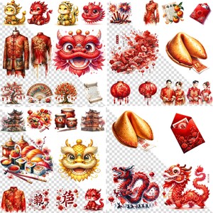 Chinese New Year Clipart Bundle, Lunar New Year Decorations PNG SVG ...