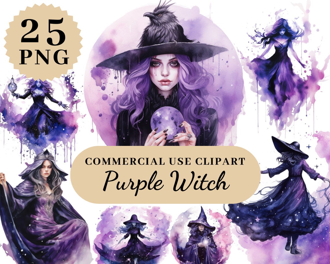 25 Purple Witch Clipart PNG Witch Clip Art Magic Clip Art - Etsy