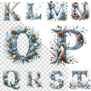 Frosty Winter Alphabet Clipart, Snowflake Letters, Winter Sublimation ...