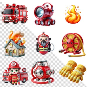 Cute Firefighter Clipart, Fire Truck Clipart, Fireman Clipart for Kids ...
