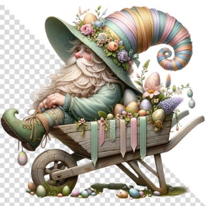 Watercolor Easter Gnome Clipart, Gnomes Watercolor Clipart, Festive ...