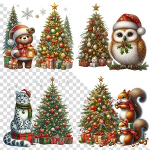 Christmas Tree Characters Clipart, Festive Holiday Graphics, Cute Tree ...