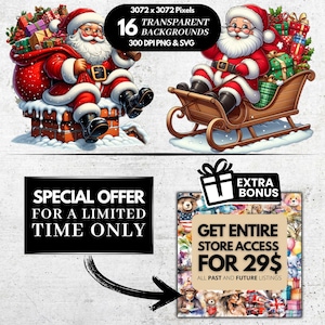 Cute Santa Claus Clipart Bundle, Christmas Clipart Digital Download ...