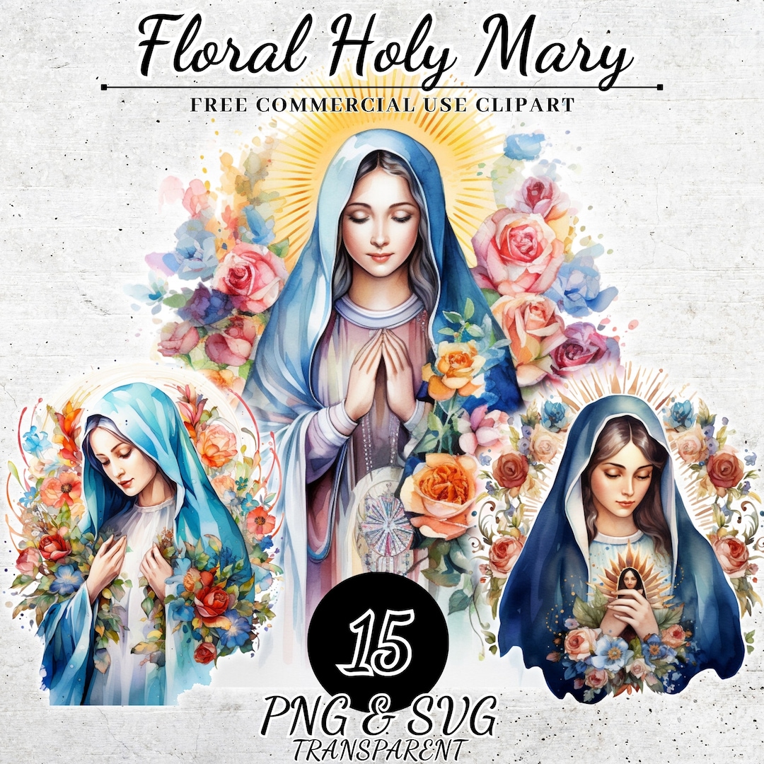 Mary Virgin PNG SVG, Catholic Mary Print, Mary Catholic Art, Holy ...