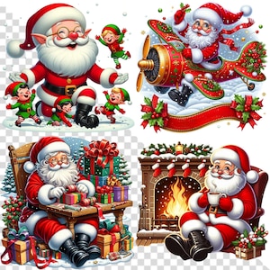Cute Santa Claus Clipart Bundle, Christmas Clipart Digital Download ...