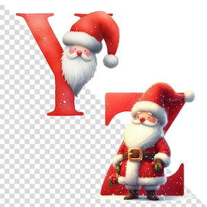 Christmas Santa Alphabet Clipart, Santa Alphabet Prints, Retro ...