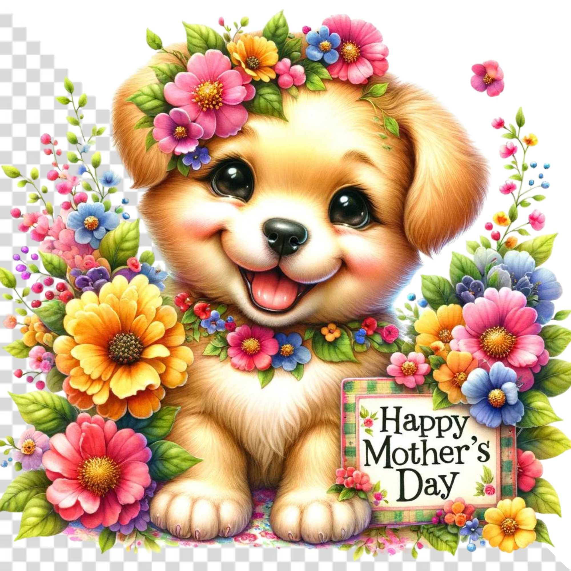Mother's Day Animals Clipart, Floral Mother’s Day PNG, Safari Baby ...