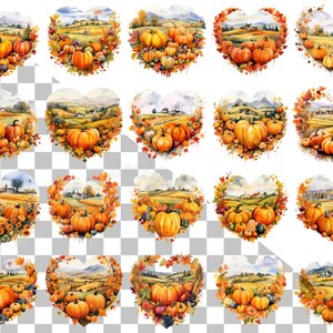 Watercolor Pumpkin Landscape Clipart Bundle, Ozy Fall Clipart Set ...