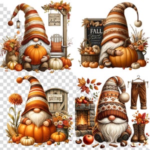 Watercolor Autumn Gnme Clipart PNG SVG Fall Clipart Wall Art Digital ...