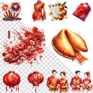 Chinese New Year Clipart Bundle, New Years Decorations PNG SVG, New ...