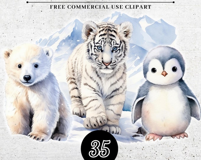 Watercolor Winter Animals Clipart | Winter Watercolors Holiday Clip Art ...