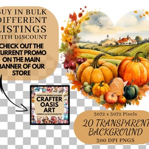 Watercolor Pumpkin Landscape Clipart Bundle, Ozy Fall Clipart Set ...