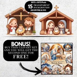 Watercolor Christmas Nativity Scene Clipart, Religious Holy Family ...