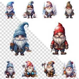 Watercolor Winter Gnome SVG Clipart, Winter Clipart Bundle, Garden ...