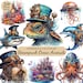 Watercolor Steampunk Ocean Animals Clipart Bundle, Steampunk Animal ...