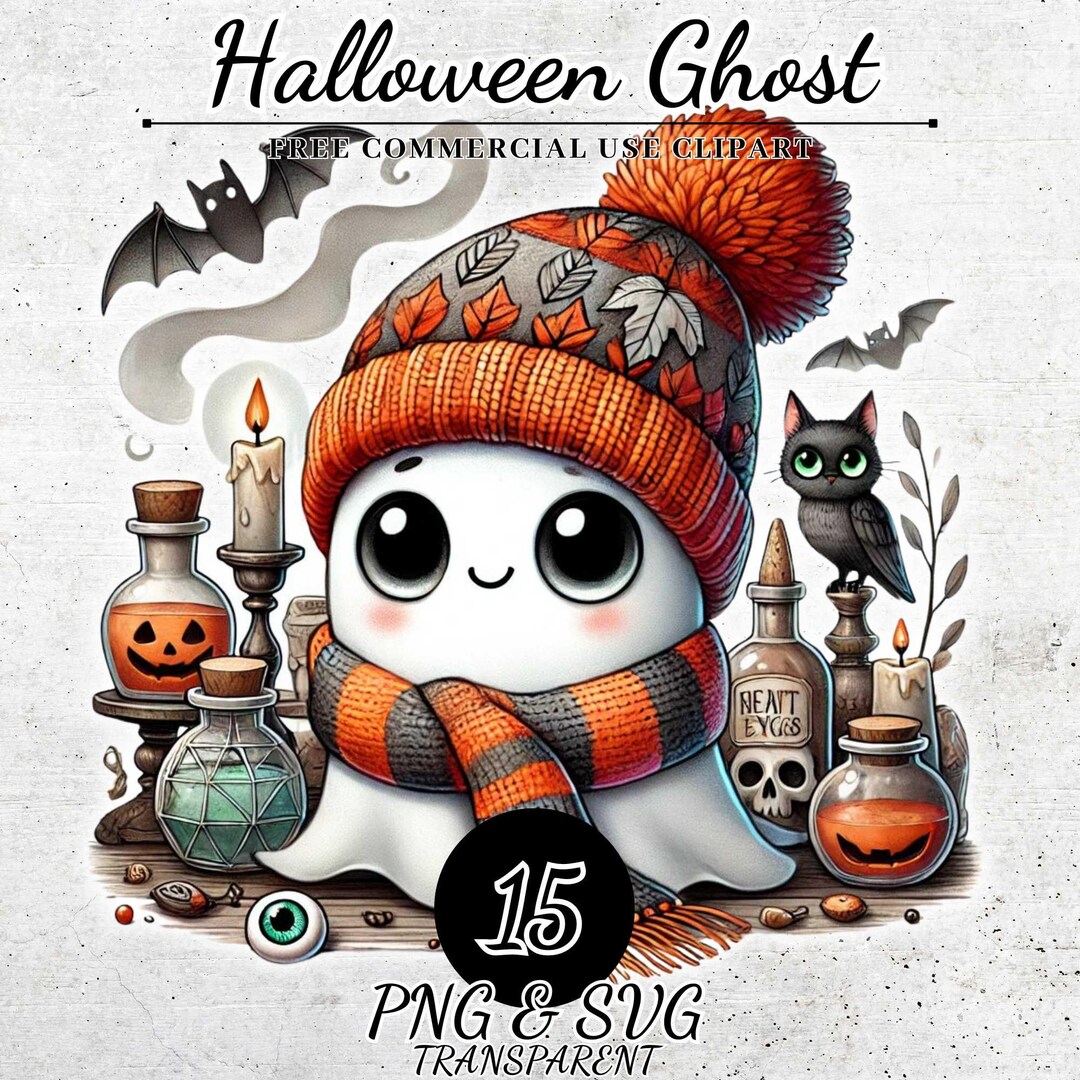 Watercolor Halloween Ghost Clipart PNG SVG Fall Clipart Wall Art ...