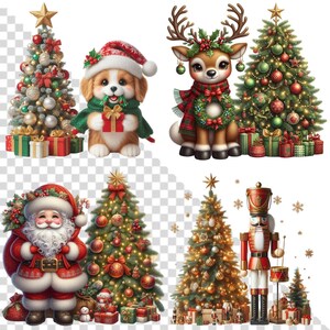 Christmas Tree Characters Clipart, Festive Holiday Graphics, Cute Tree ...