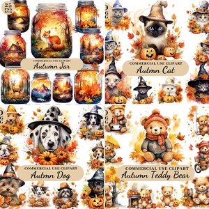 Watercolor Autumn Bundle Clipart PNG SVG Fall Clipart Wall Art Digital ...