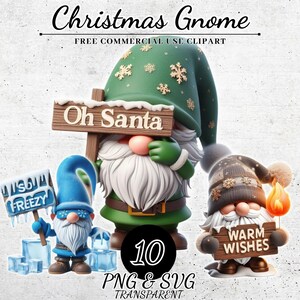 Watercolor Christmas Gnome Clipart Bundle, Garden Gnome PNG SVG, Winter ...