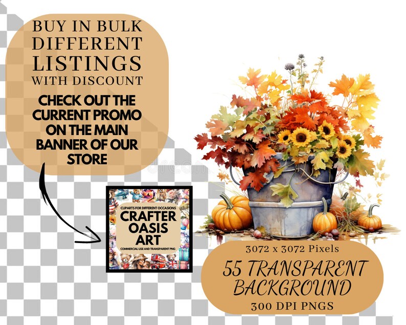 Watercolor Fall Scenery Clipart Bundle Transparent PNG SVG - Etsy