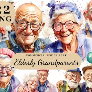 Watercolor Grandparents Clipart, Elderly, Cli Part, Downloadable ...