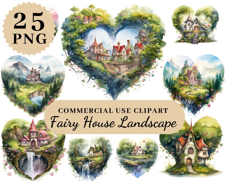 25 Watercolor Fairy House Clipart PNG Fairie Clipart - Etsy