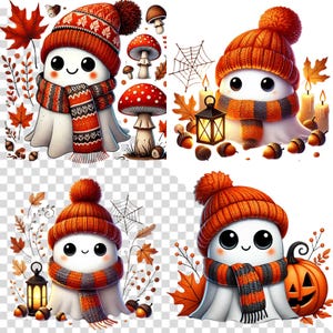 Watercolor Autumn Ghost Clipart PNG SVG Fall Clipart Wall Art Digital ...