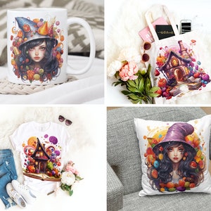 Candy Witch Bundle Clipart Transparent PNG SVG Magical Witch Clipart ...