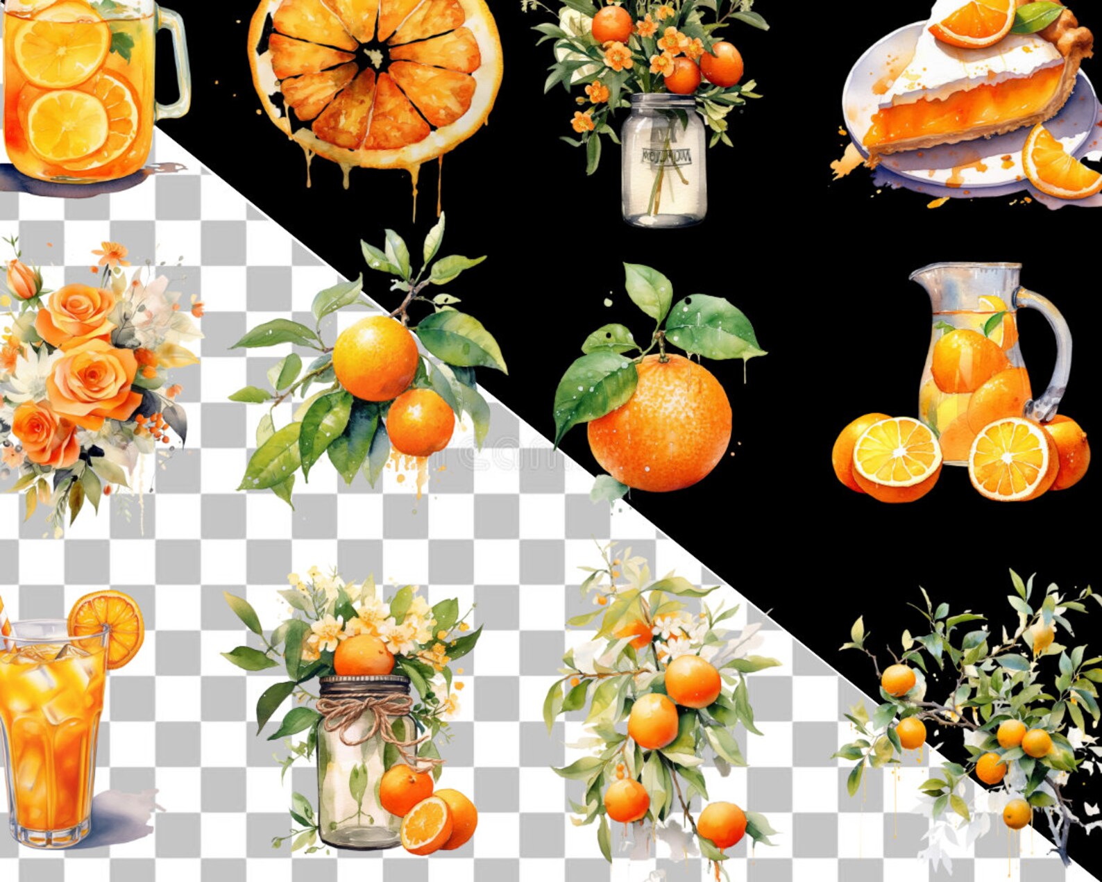 Watercolor Orange Fruit Clipart Gardener Orange Tree Oranges - Etsy