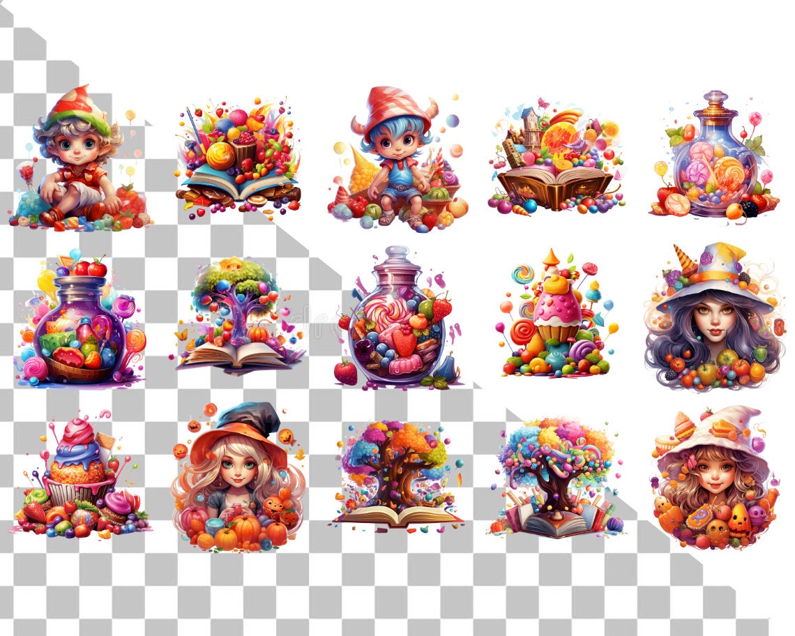 Candy Witch Bundle Clipart Transparent PNG SVG Magical Witch Clipart ...