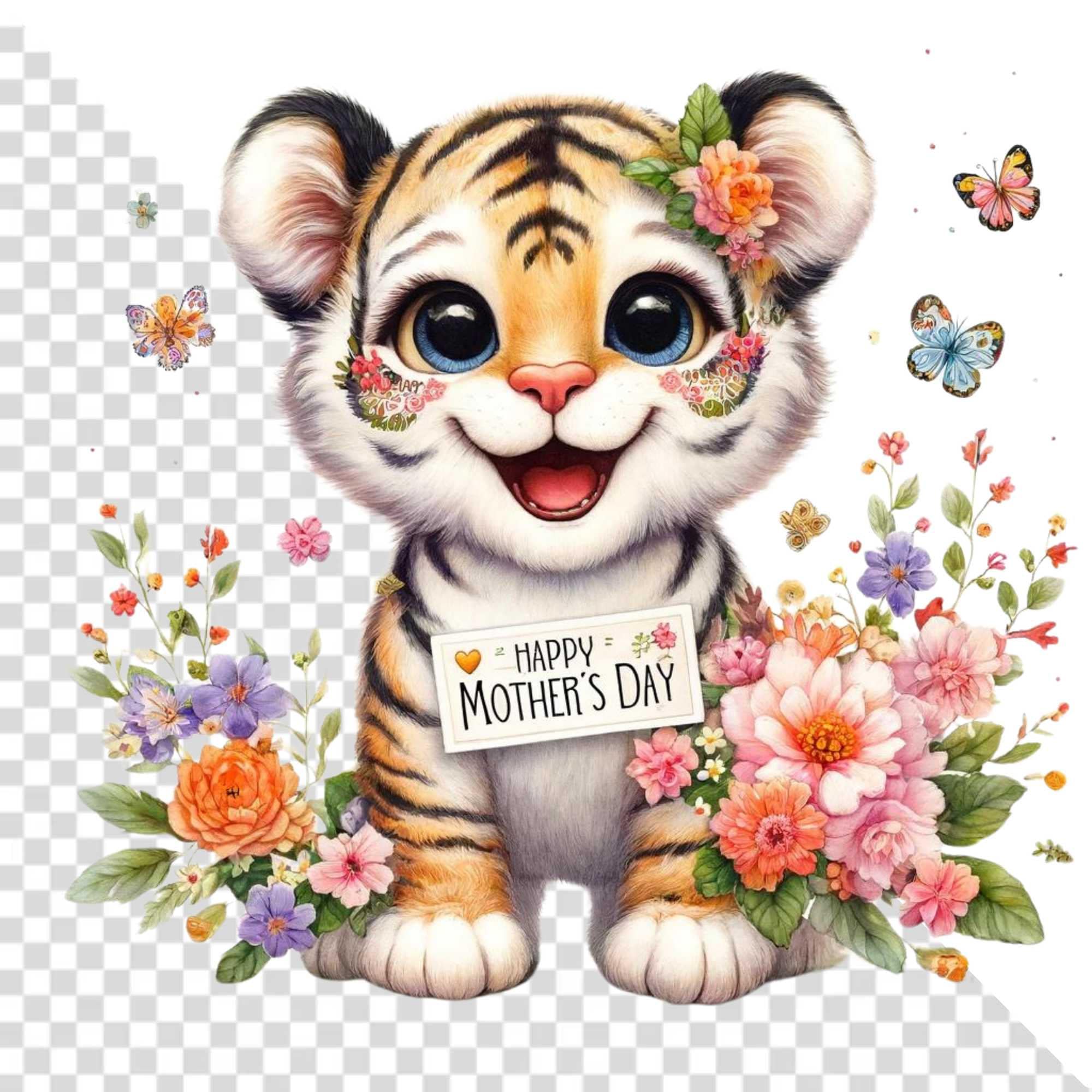 Mother's Day Animals Clipart, Floral Mother’s Day PNG, Safari Baby ...